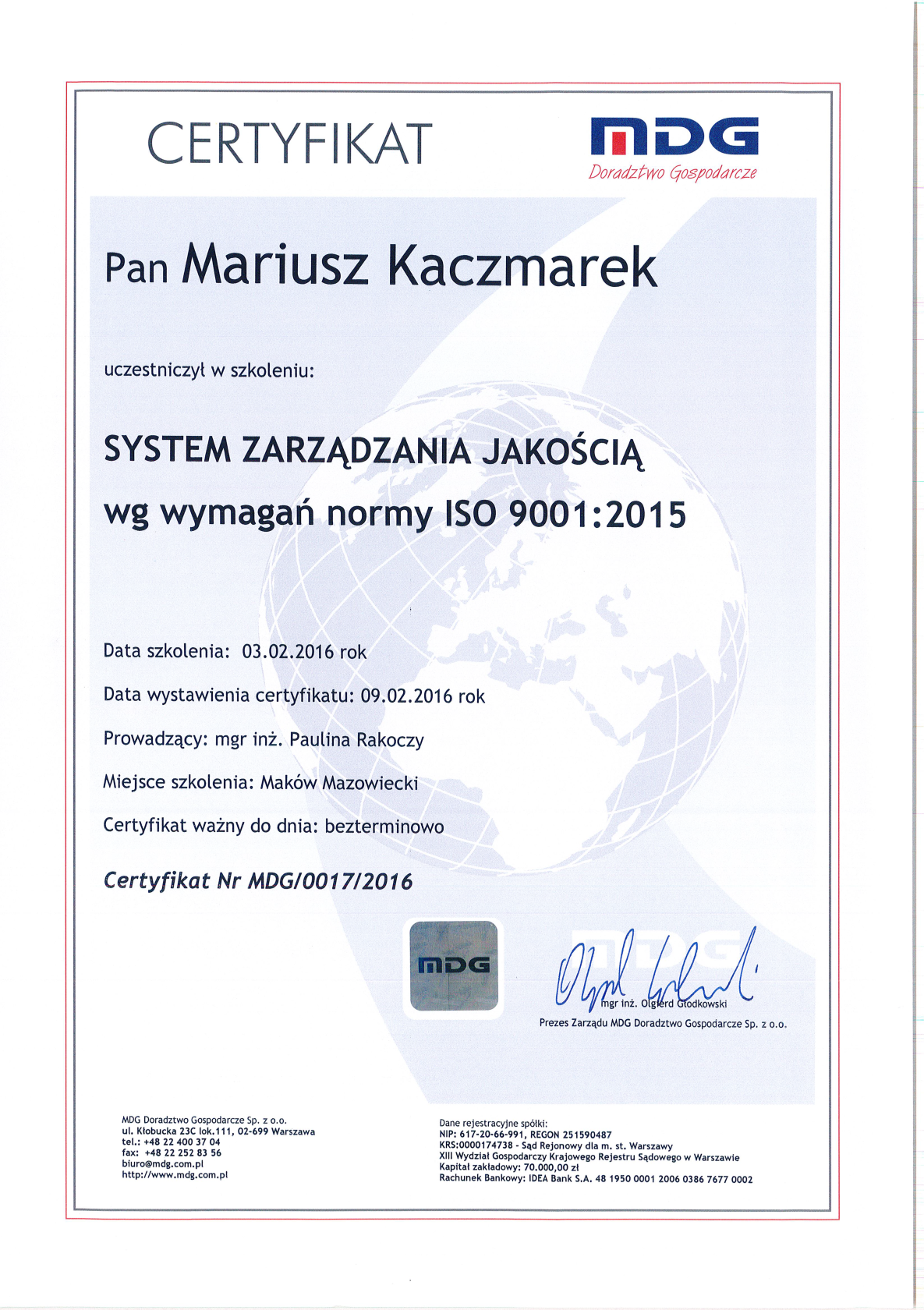Mariusz Kaczmarek - Inspector NDT VT2/MT2/PT2/UT2 ISO 9712 | LinkedIn